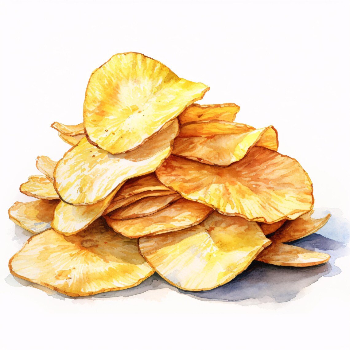 Watercolor Potato Chips Clipart: Snack Food JPG Images (commercial Use ...