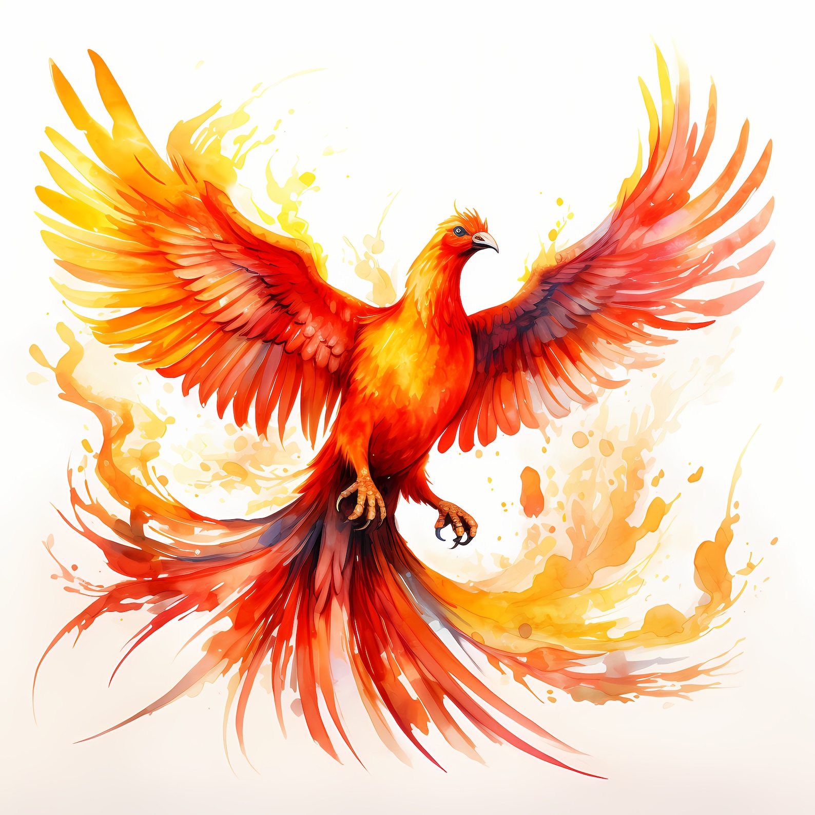 Phoenix Clipart, Fairytale Fire Bird Images, 10 Watercolor Clip Art ...