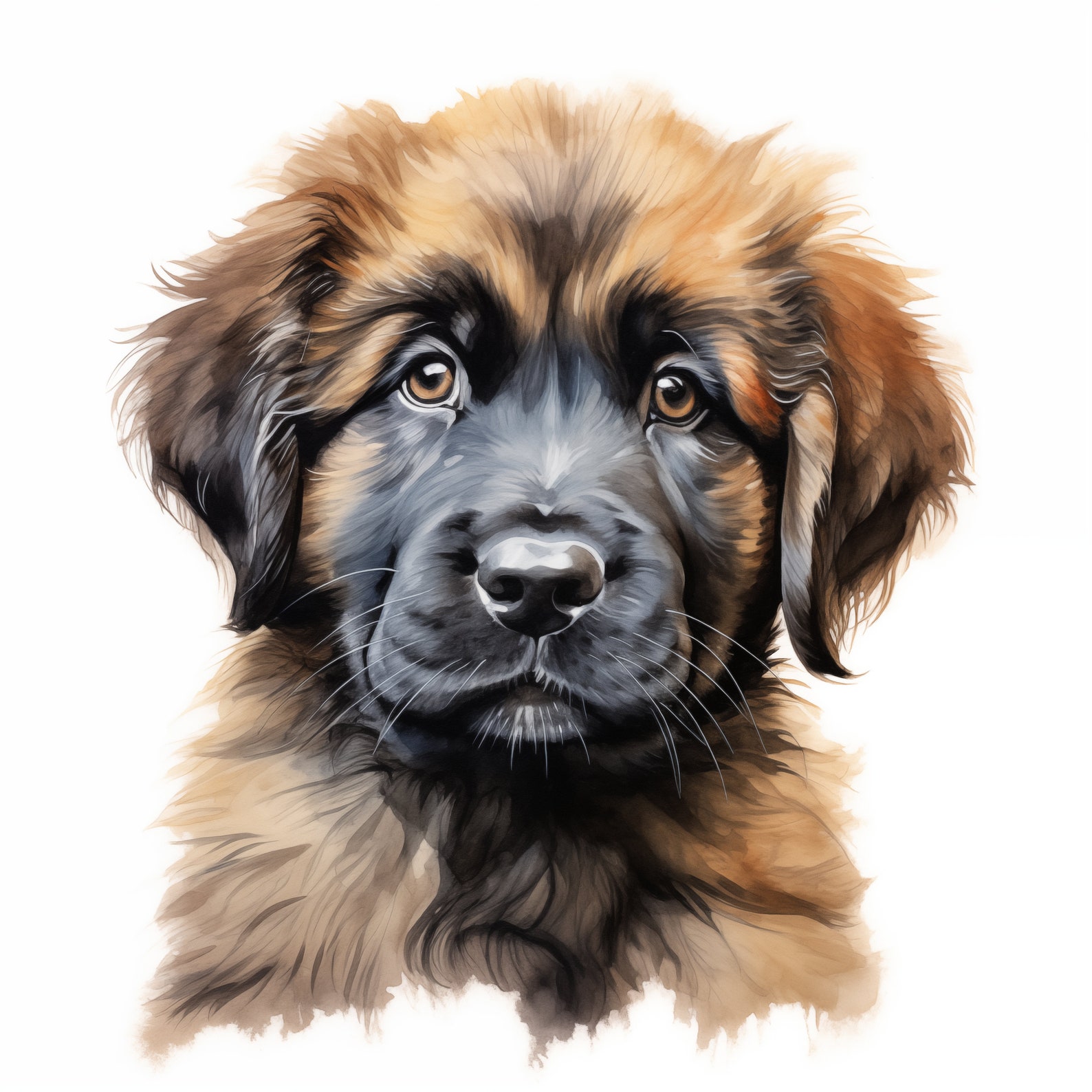 10 Leonberger, Puppy Dog, Leo Dog JPG, Watercolor Clipart, Printable ...