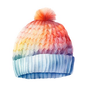 Watercolor Knitted Hat Clipart: Winter Hat Images (jpgs, Commercial Use ...