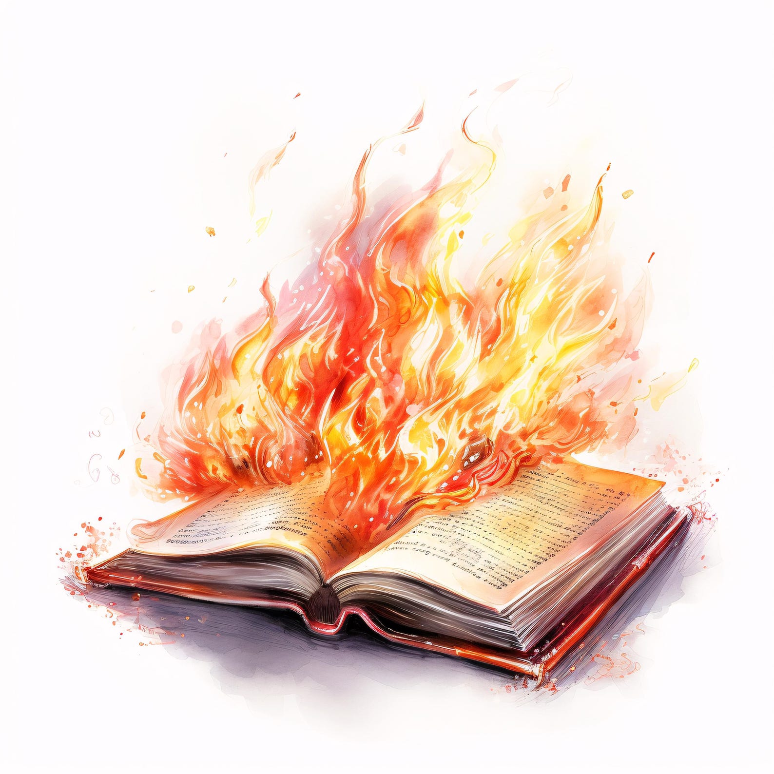 Burning Book Clipart, Fantasy Fire Images, 10 Watercolor Clip Art ...