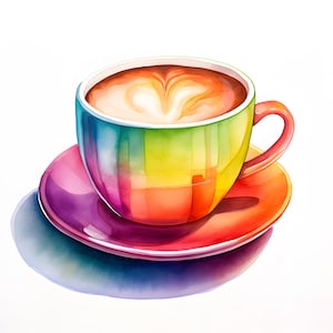 Rainbow Coffee Clipart, Colorful Coffee Images, 10 Watercolor Clip Art ...