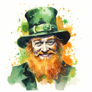 Watercolor Leprechaun Clipart: St Patrick's Day Images (JPG, Commercial ...