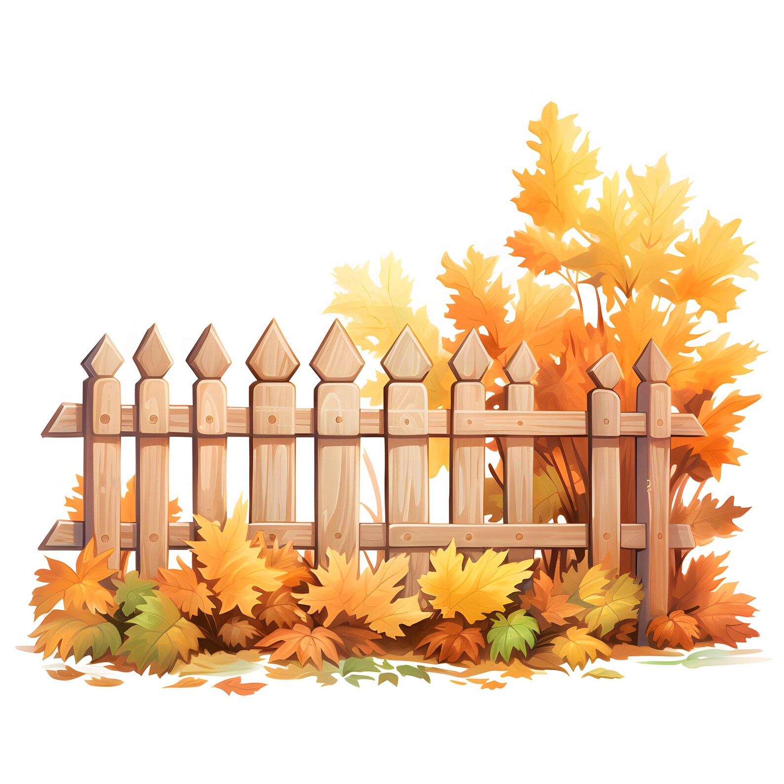 Watercolor Autumn Fence Clipart: Garden Images (jpgs, Commercial Use ...