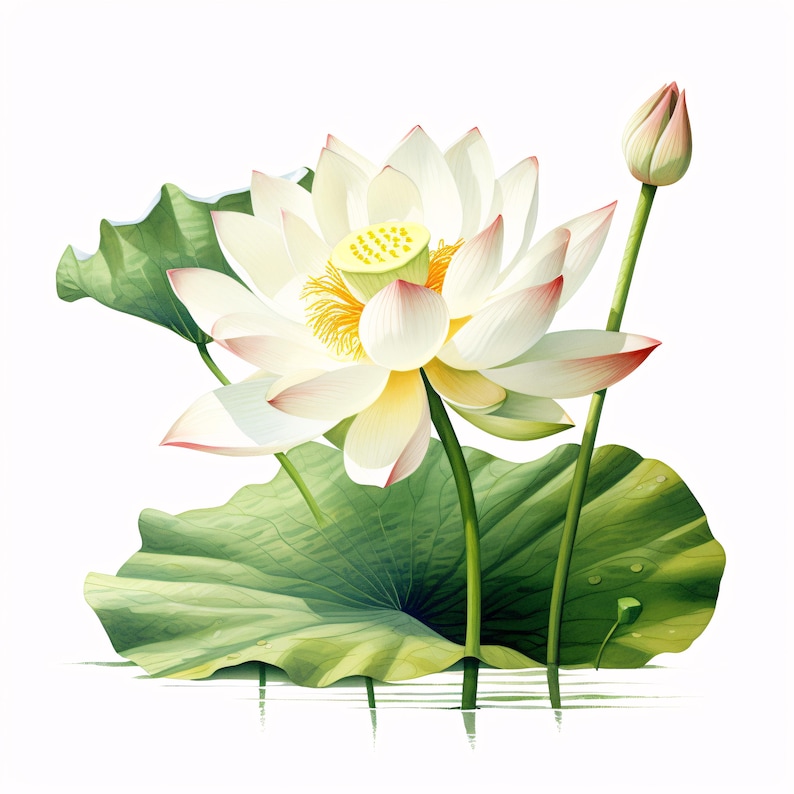 Watercolor Lotus Clipart: Printable Water Lily Images (jpgs, Commercial ...
