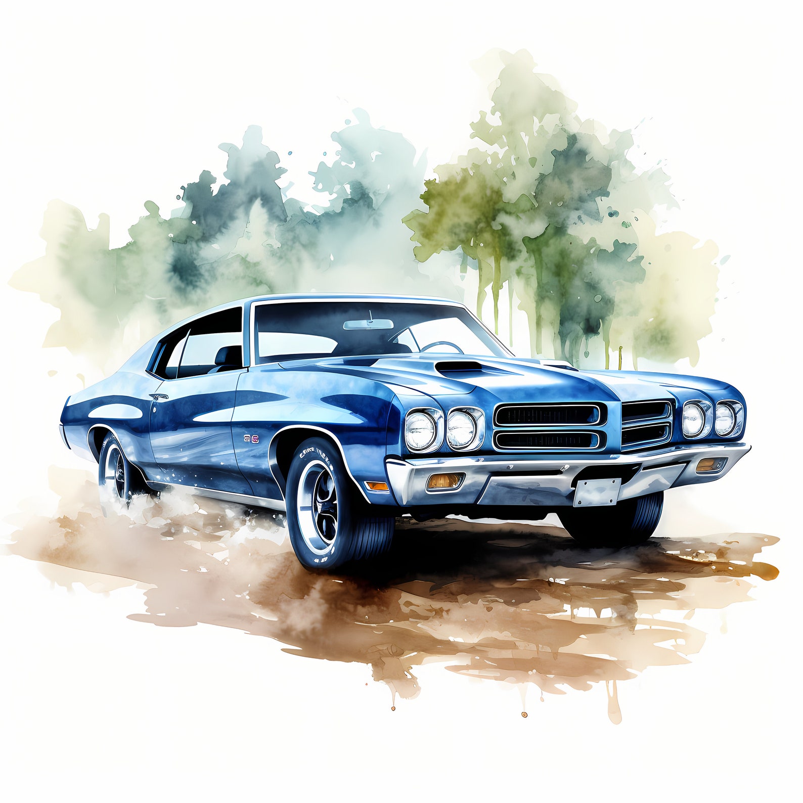 Muscle Car Clipart, American Muscle Car Images, 10 Watercolor Clip Art ...