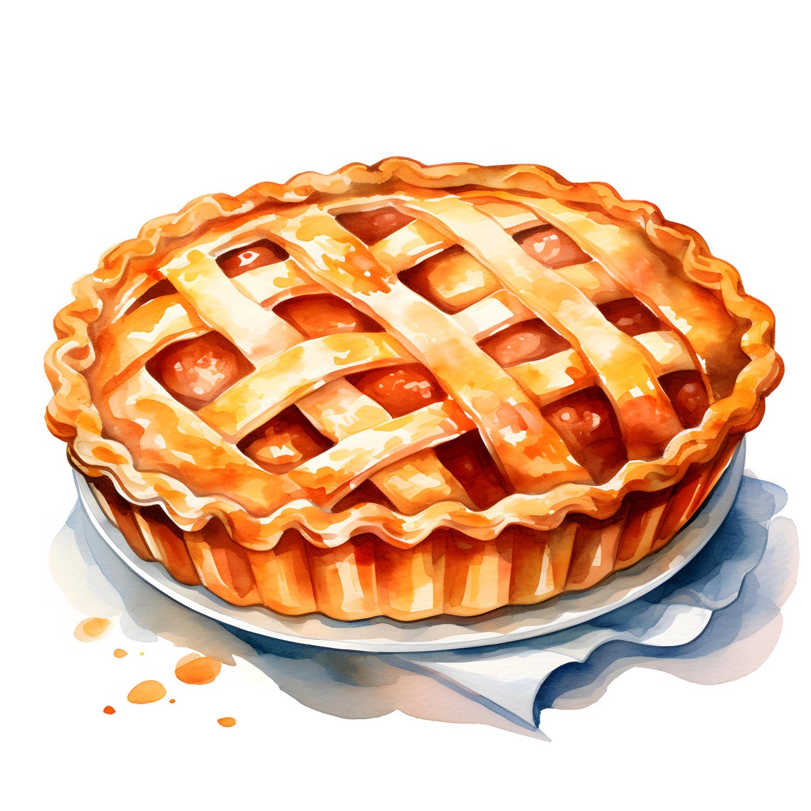 Apple Pie Watercolor Clipart: Cottage Pie Images (jpgs, Instant ...