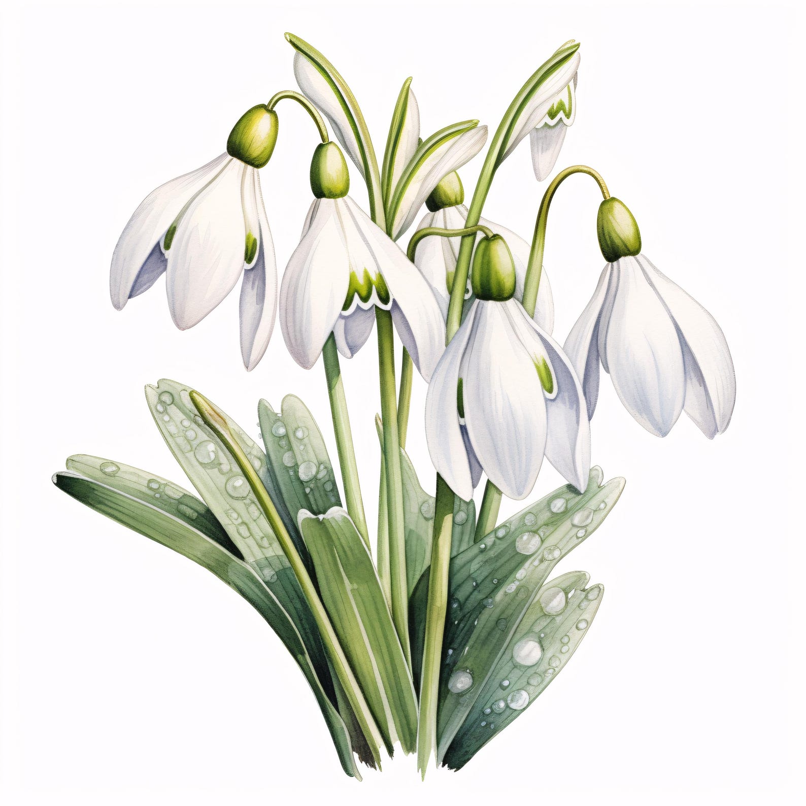 Snowdrop Flower Clipart, White Bloom Images, 10 Watercolor Clip Art ...