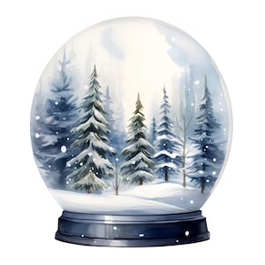 Snow Globe Clipart, Christmas Snowglobe Images, 10 Watercolor Clip Art ...