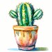 Cactus Clipart, Cactus in Pot Images, 10 Watercolor Clip Art, Printable ...