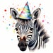 Zebra With Party Hat, Funny Zebra Watercolor Clipart Set With 10 JPG ...