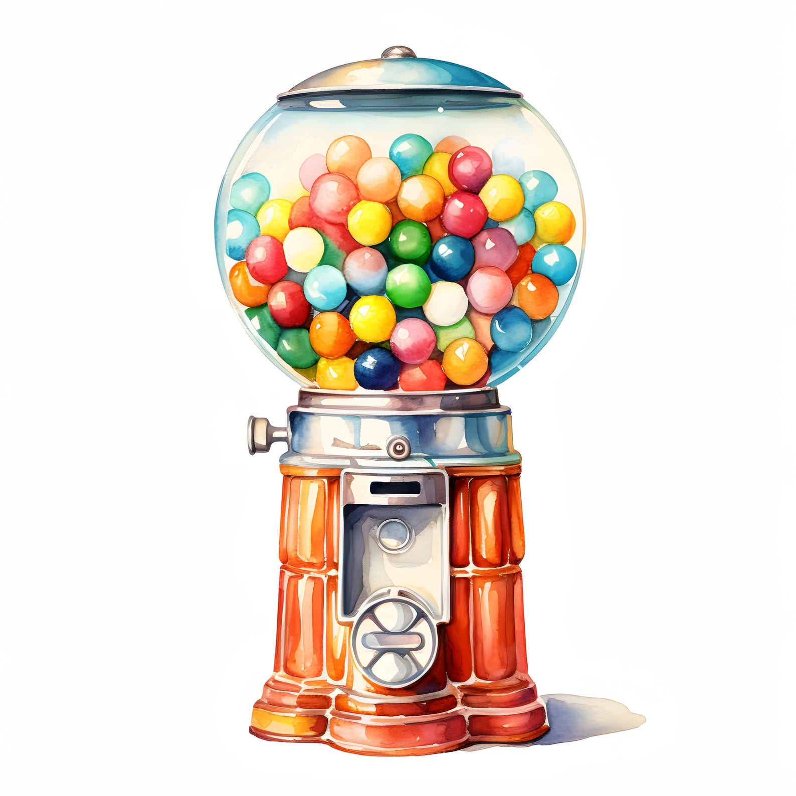 Watercolor Gumball Machine Clipart: 10 JPG Images (commercial Use ...