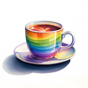 Rainbow Coffee Clipart, Colorful Coffee Images, 10 Watercolor Clip Art ...