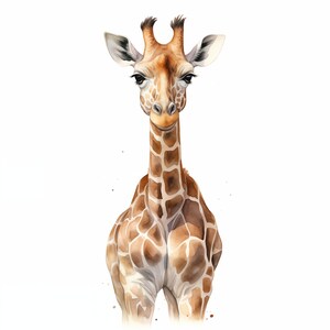 Watercolor Giraffe Clipart: Printable Animal Images (jpgs, Commercial ...