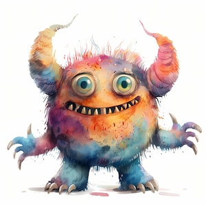 Monster Clipart, Cute Monsters Images, 10 Watercolor Clip Art ...