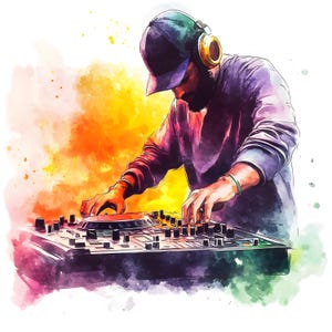 Jamming Dj Clipart, Disc Jockey Images, 10 Watercolor Clip Art ...