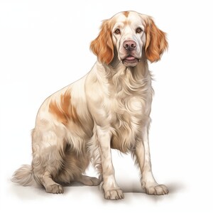 Clumber Spaniel Clipart, Clumber Spaniel Dog Images, 10 Watercolor Clip ...