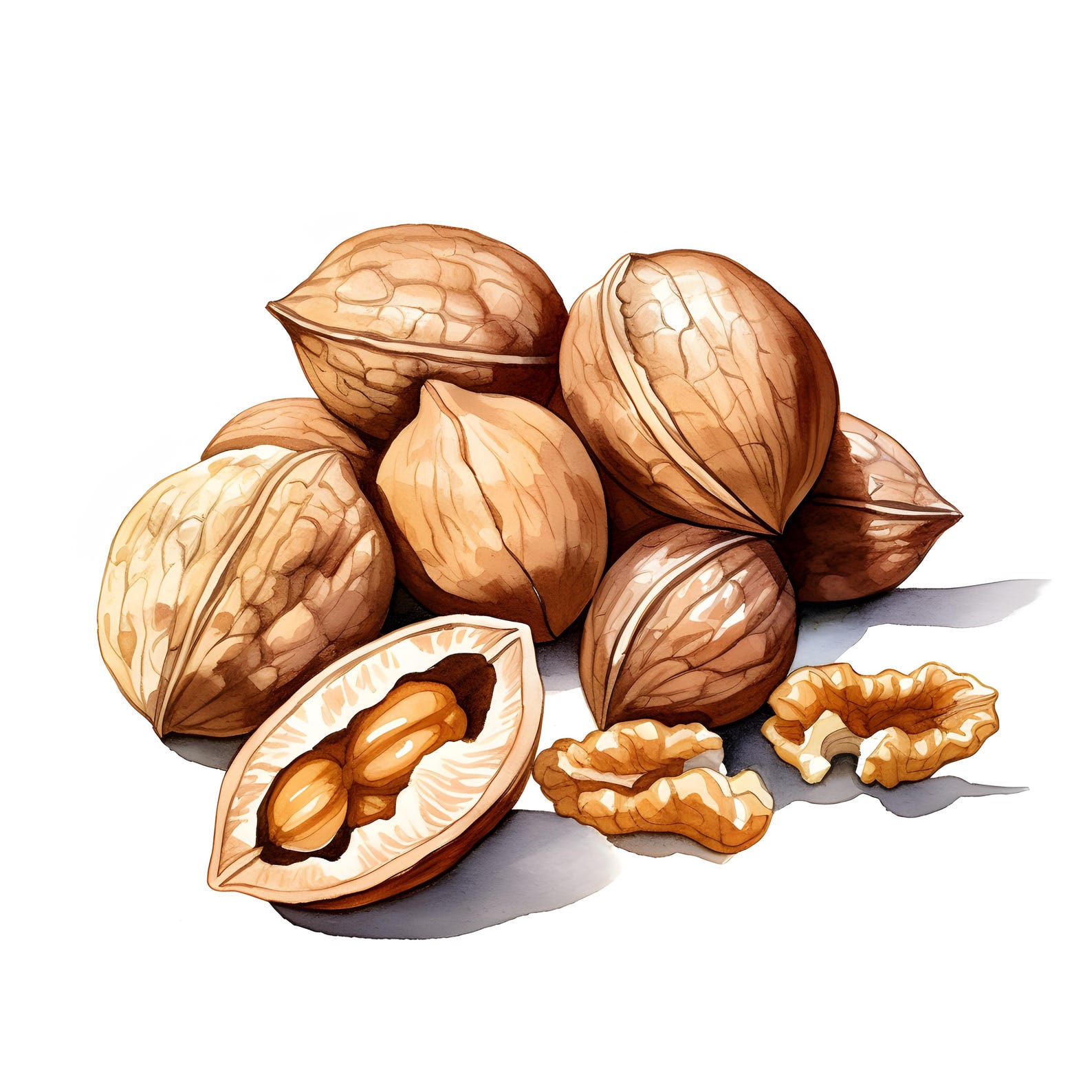 Watercolor Nuts Clipart: Mixed Nuts Illustration (JPG Digital Download ...