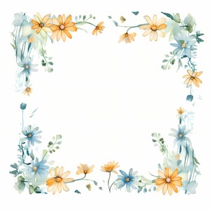 Daisy Frame Clipart, Flowers Frame Images, 10 Watercolor Clip Art ...