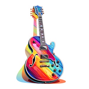 Watercolor Electric Guitar Clipart: Colorful Guitar Images (jpgs ...
