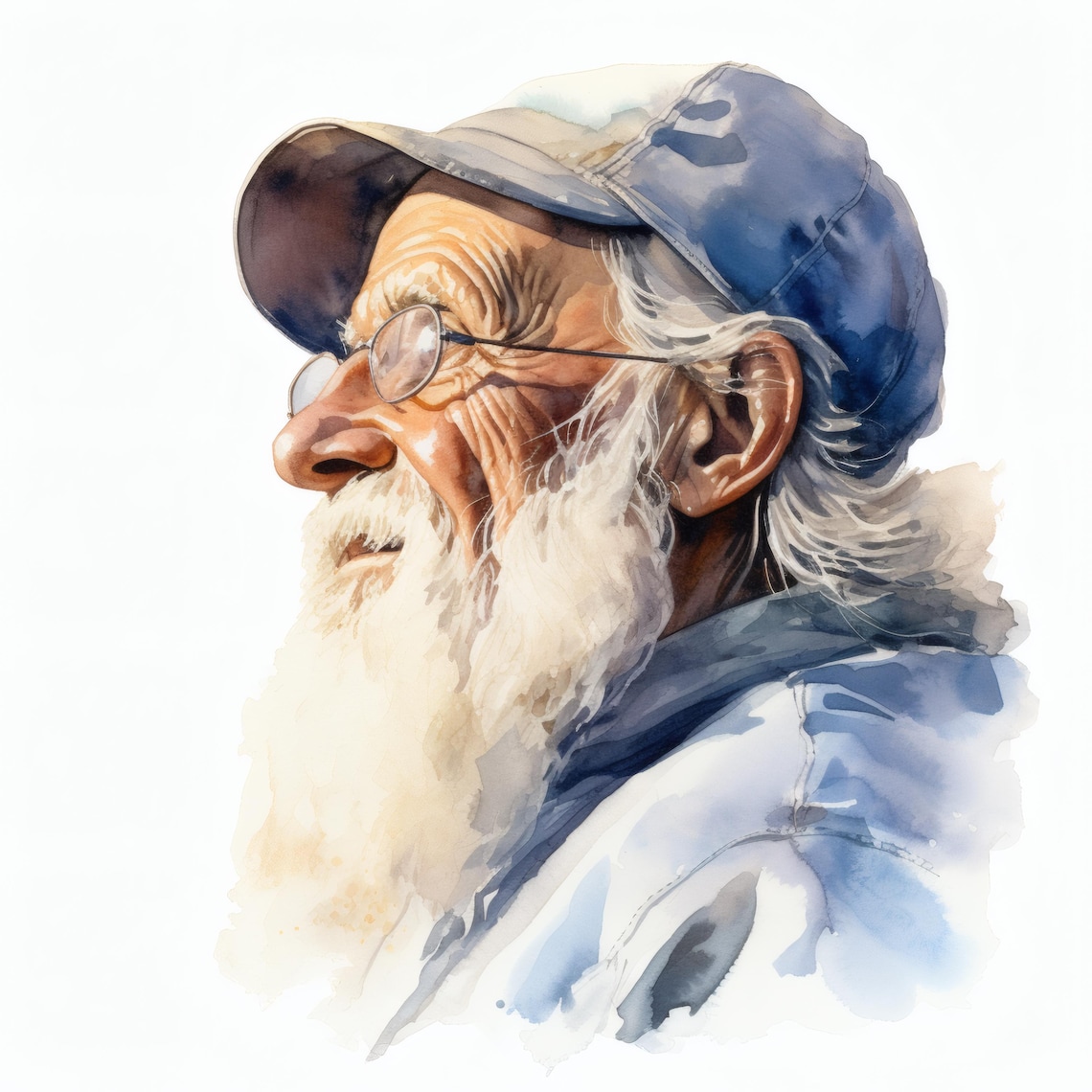 Old Man Portrait Clipart, Elder Face Images, 10 Watercolor Clip Art ...