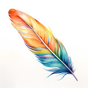 Vibrant Feather Clipart, Colorful Feathers Images, 10 Watercolor Clip ...