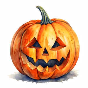 Watercolor Jack O Lantern Clipart: Halloween Pumpkin Images (digital ...