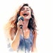 Watercolor Woman Singing Clipart: Microphone JPG Images (commercial Use ...