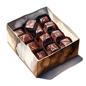 Chocolate Box Clipart, Box of Chocolate Images, 10 Watercolor Clip Art ...