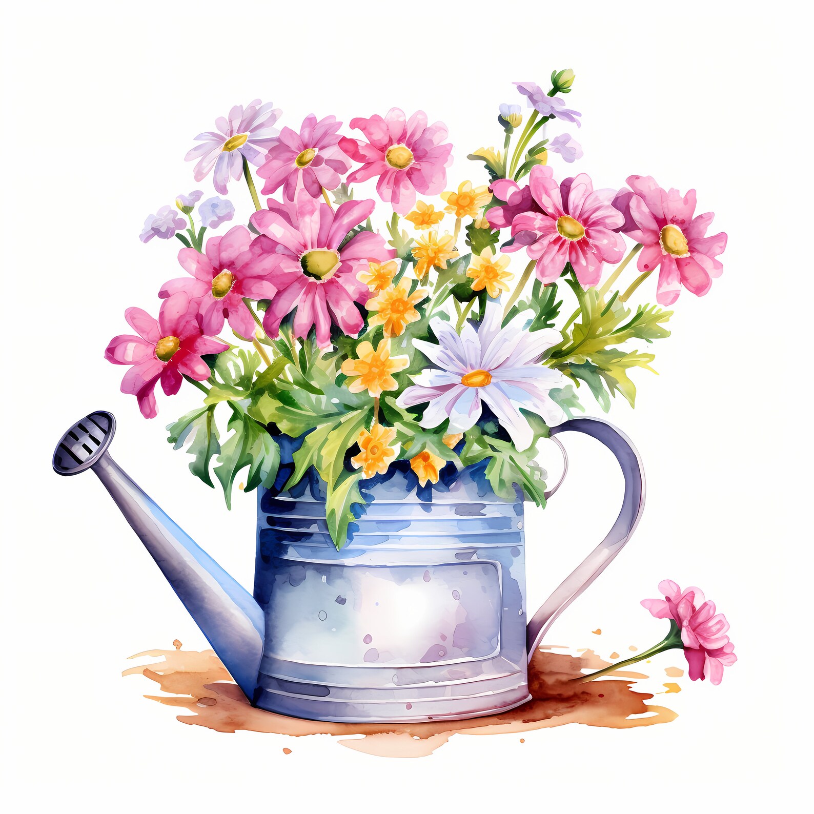Watering Can Clipart, Watering Can With Flowers Images, 10 Watercolor ...