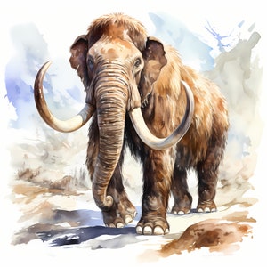 Mammoth Clipart, Ice Age Animals Images, 10 Watercolor Clip Art ...
