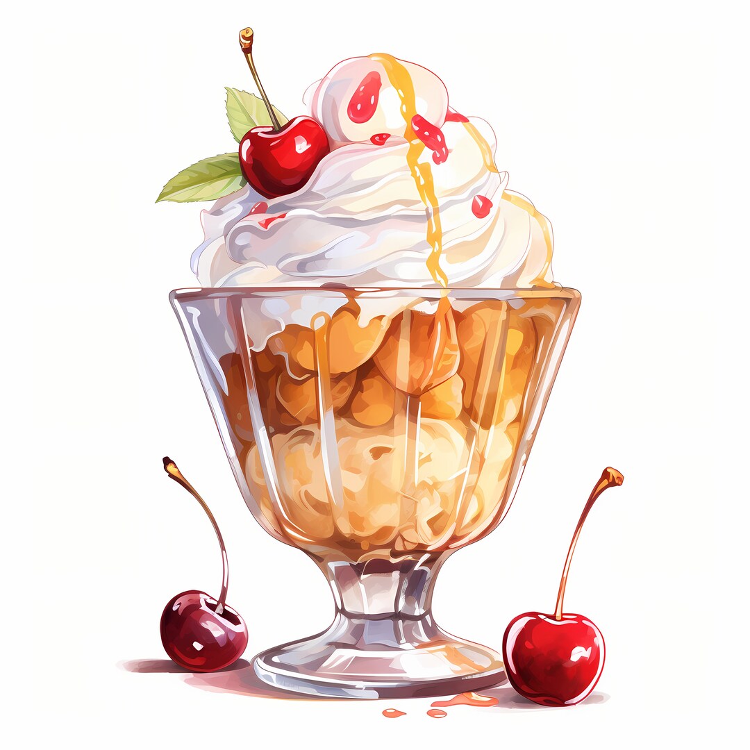 Ice Cream Clipart, Ice Cream Sundae Images, 10 Watercolor Clip Art ...