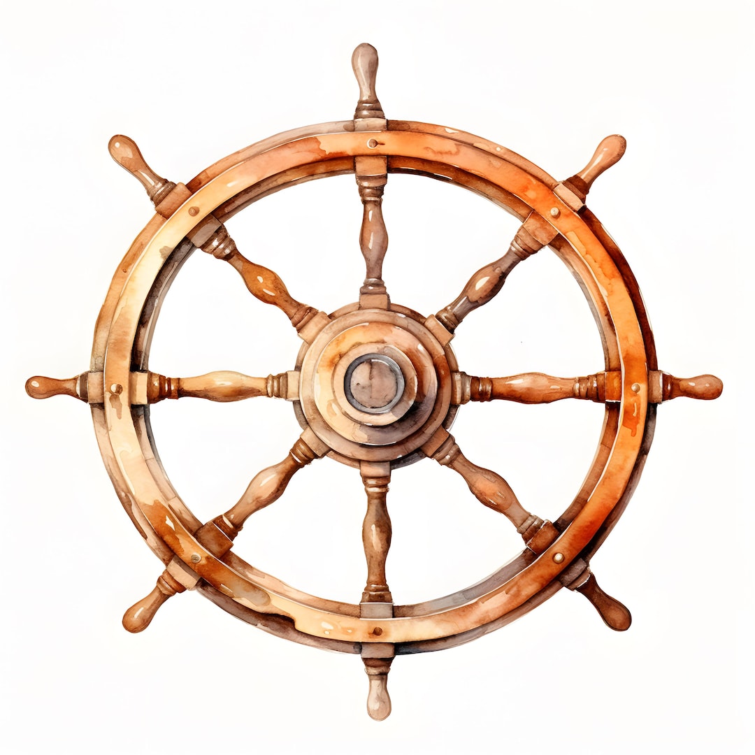 Ship Wheel Clipart, Ship Steering Wheel Images, 10 Watercolor Clip Art ...