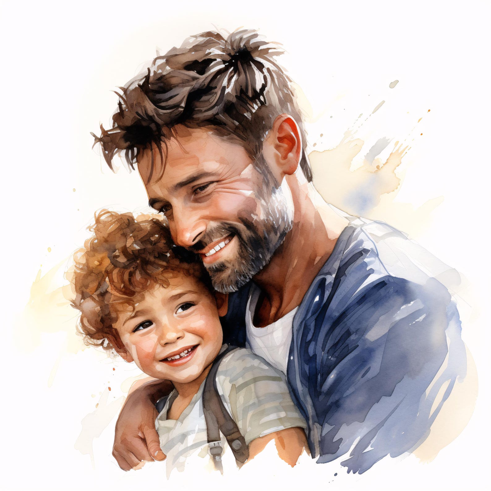 Father and Son Watercolor Clipart: Family Love Art, Commercial Use ...
