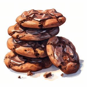 Cookies Clipart, Chocolate Chip Cookies Images, 10 Watercolor Clip Art ...