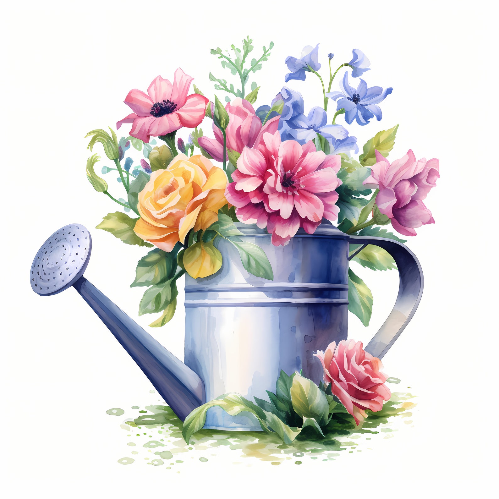 Watering Can Clipart, Watering Can With Flowers Images, 10 Watercolor ...