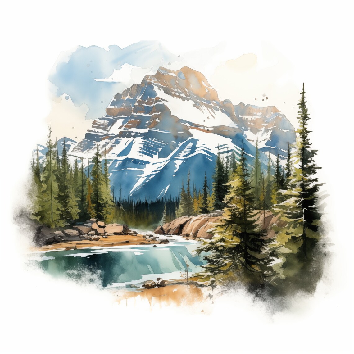 10 Canadian National Park, Banff National Park JPG, Watercolor Clipart ...