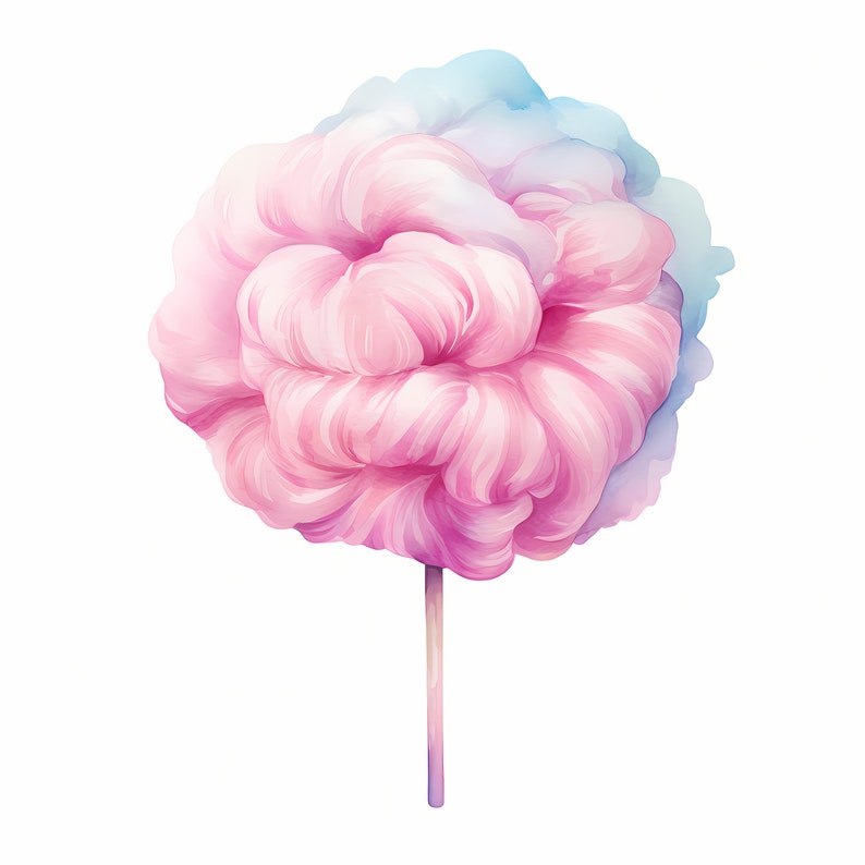 Watercolor Cotton Candy Clipart: 10 JPG Images, Commercial Use (instant ...