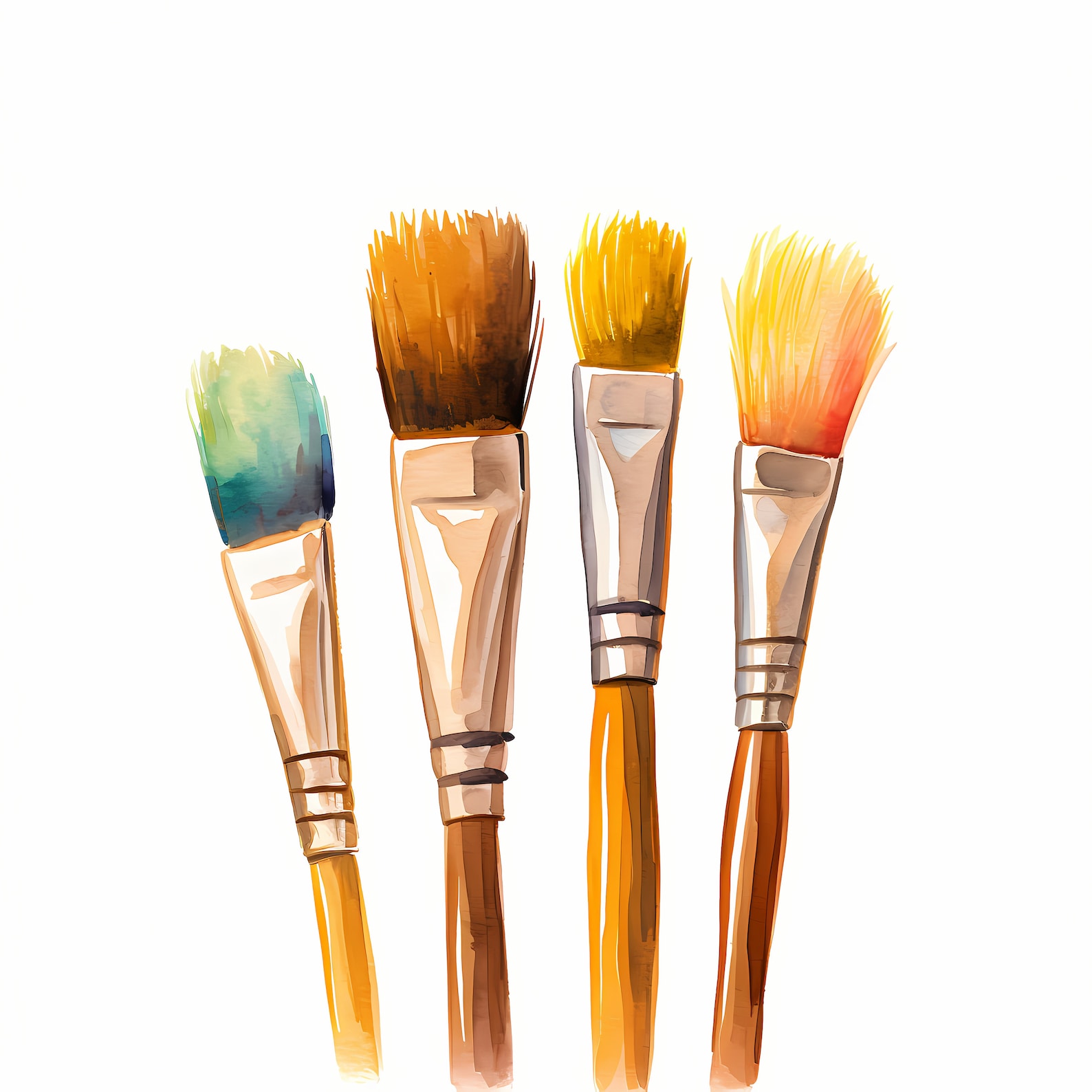 Watercolor Paint Brushes Clipart: Painting Supplies (jpgs, Commercial ...