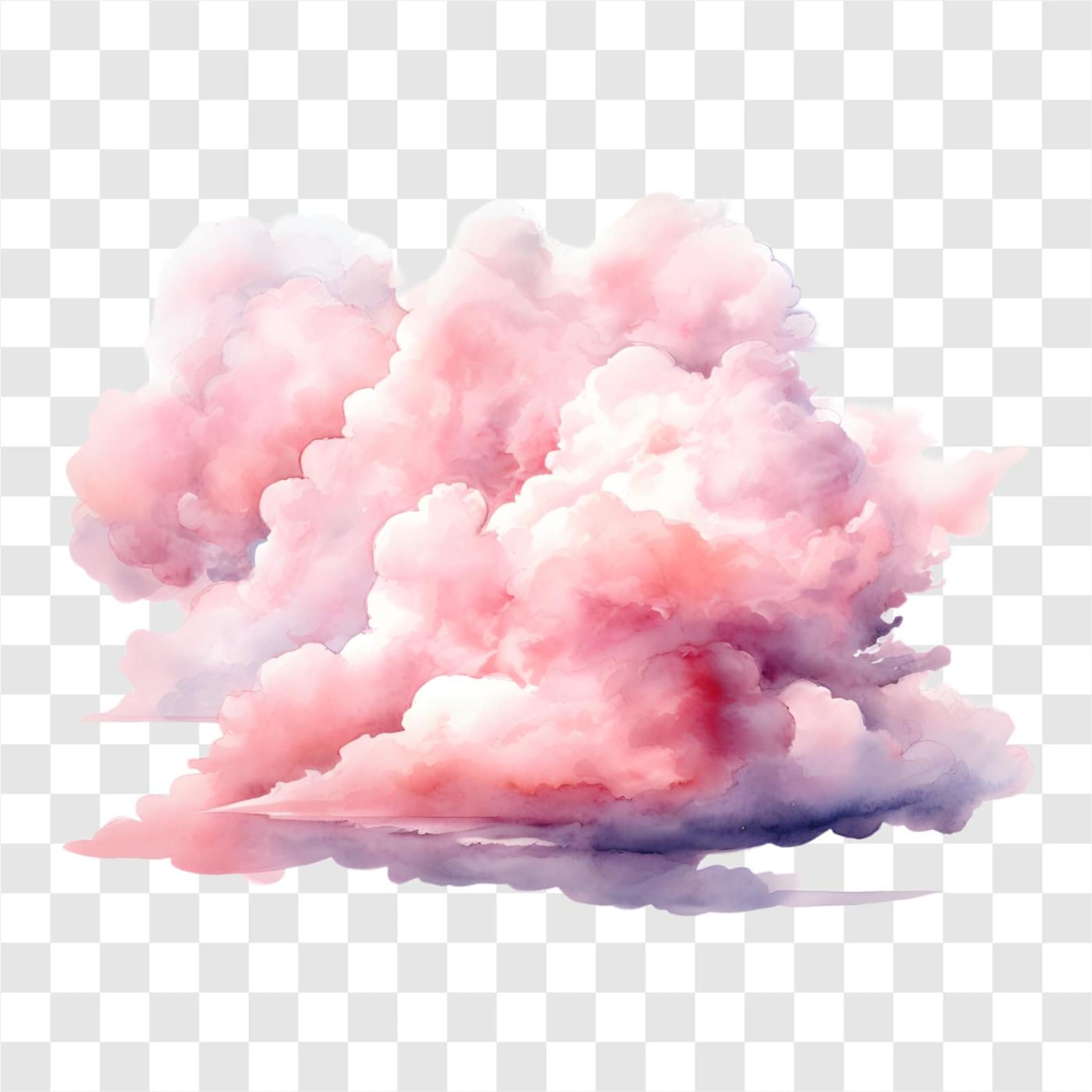 Pink Watercolor Clouds Clipart: PNG Images for Commercial Use (digital ...