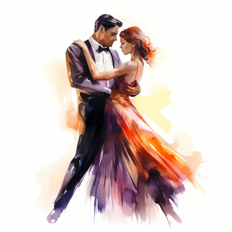 Tango Dancers Clipart, Couple Dancing Images, 10 Watercolor Clip Art ...
