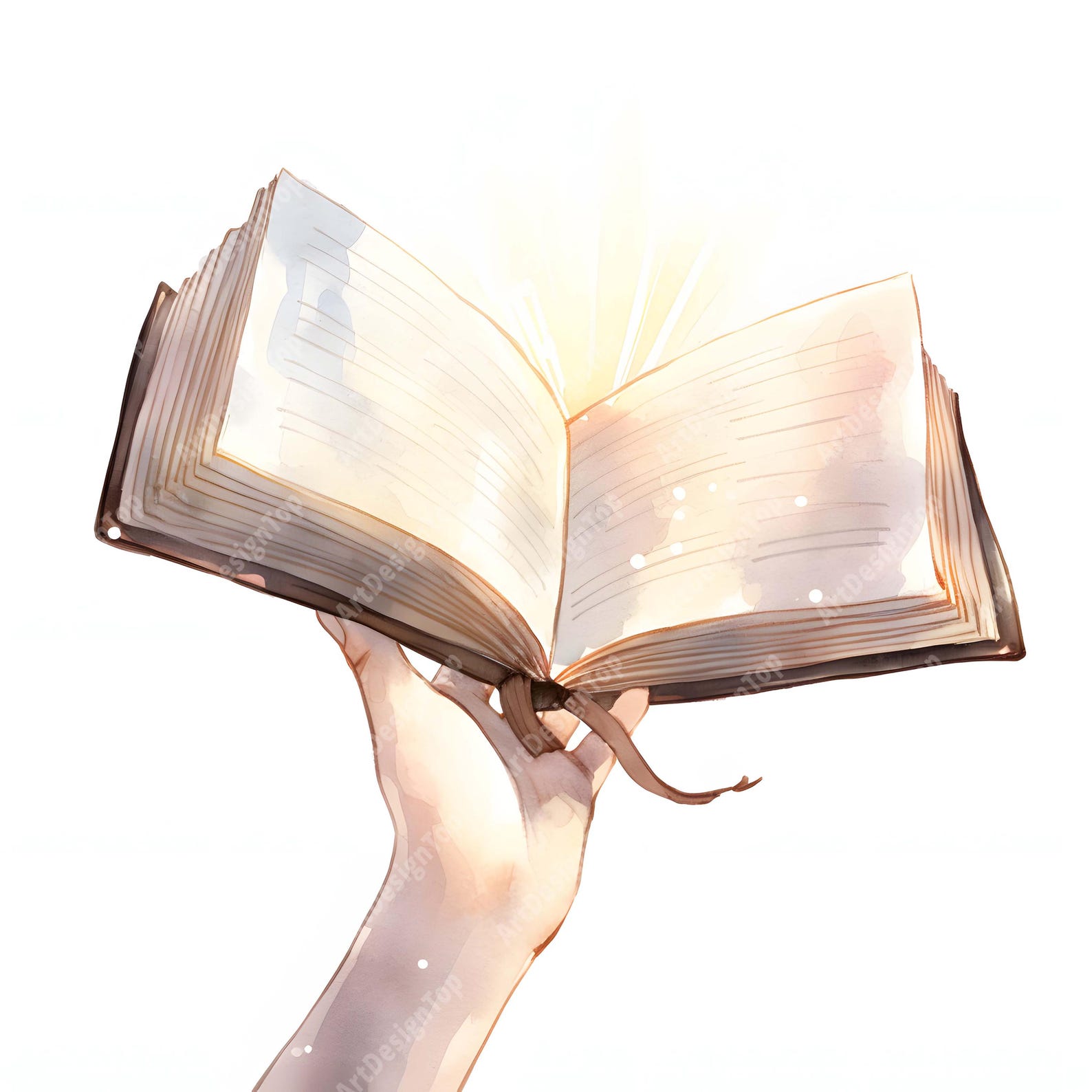 Watercolor Book Clipart: Bible in Hands Images (jpgs, Commercial Use ...