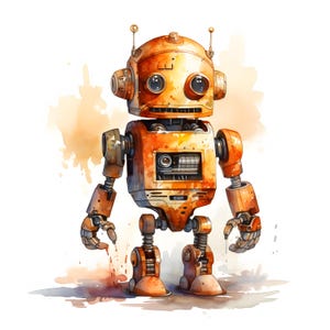 Robot Clipart, Cute Robots Images, 10 Watercolor Clip Art, Printable ...