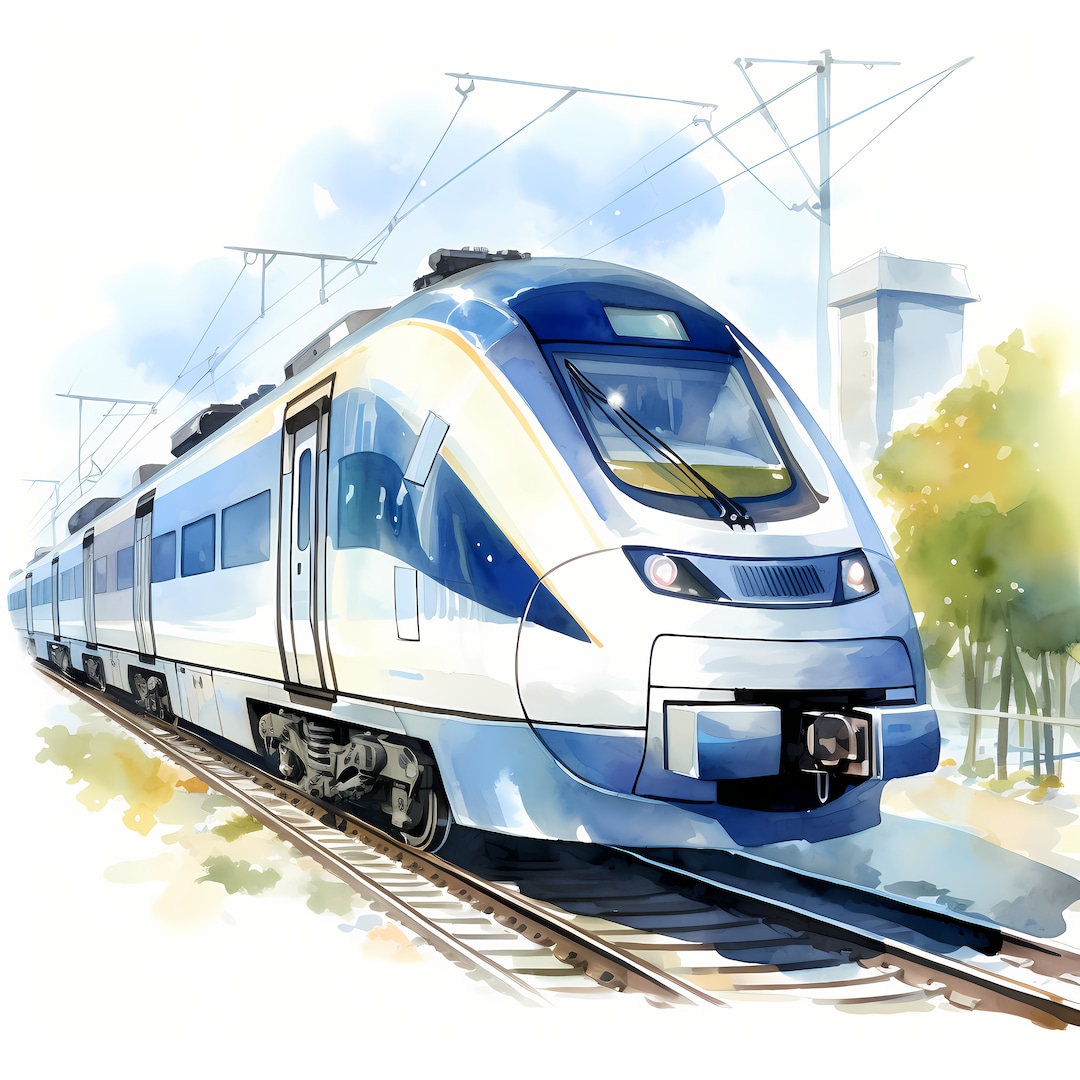 Express Train Clipart, Abandoned Train Images, 10 Watercolor Clip Art ...