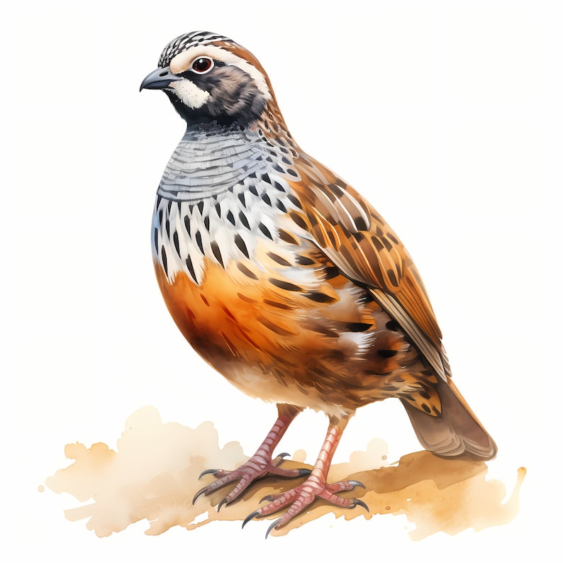 Quail Bird Clipart, Common Quail Images, 10 Watercolor Clip Art ...