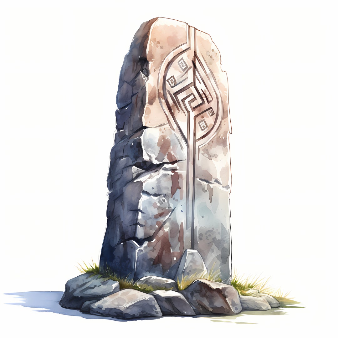 Viking Runestone Clipart, Rune Stones Images, 10 Watercolor Clip Art ...