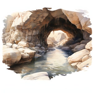 Cave Clipart, Caves Images, 10 Watercolor Clip Art, Printable Jpgs ...