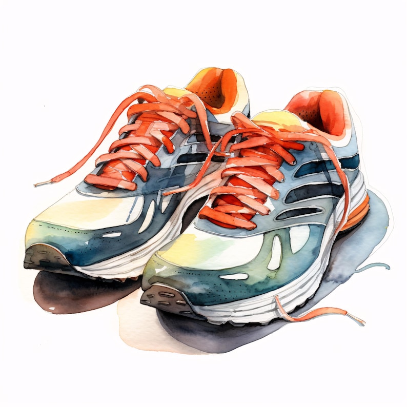 Running Shoes Clipart, Sport Sneakers Images, 10 Watercolor Clip Art ...