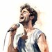 Watercolor Singer Clipart: Man With Microphone JPG Images (commercial ...