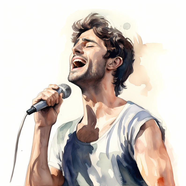 Man Singing Clipart, Man With Microphone Images, 10 Watercolor Clip Art ...